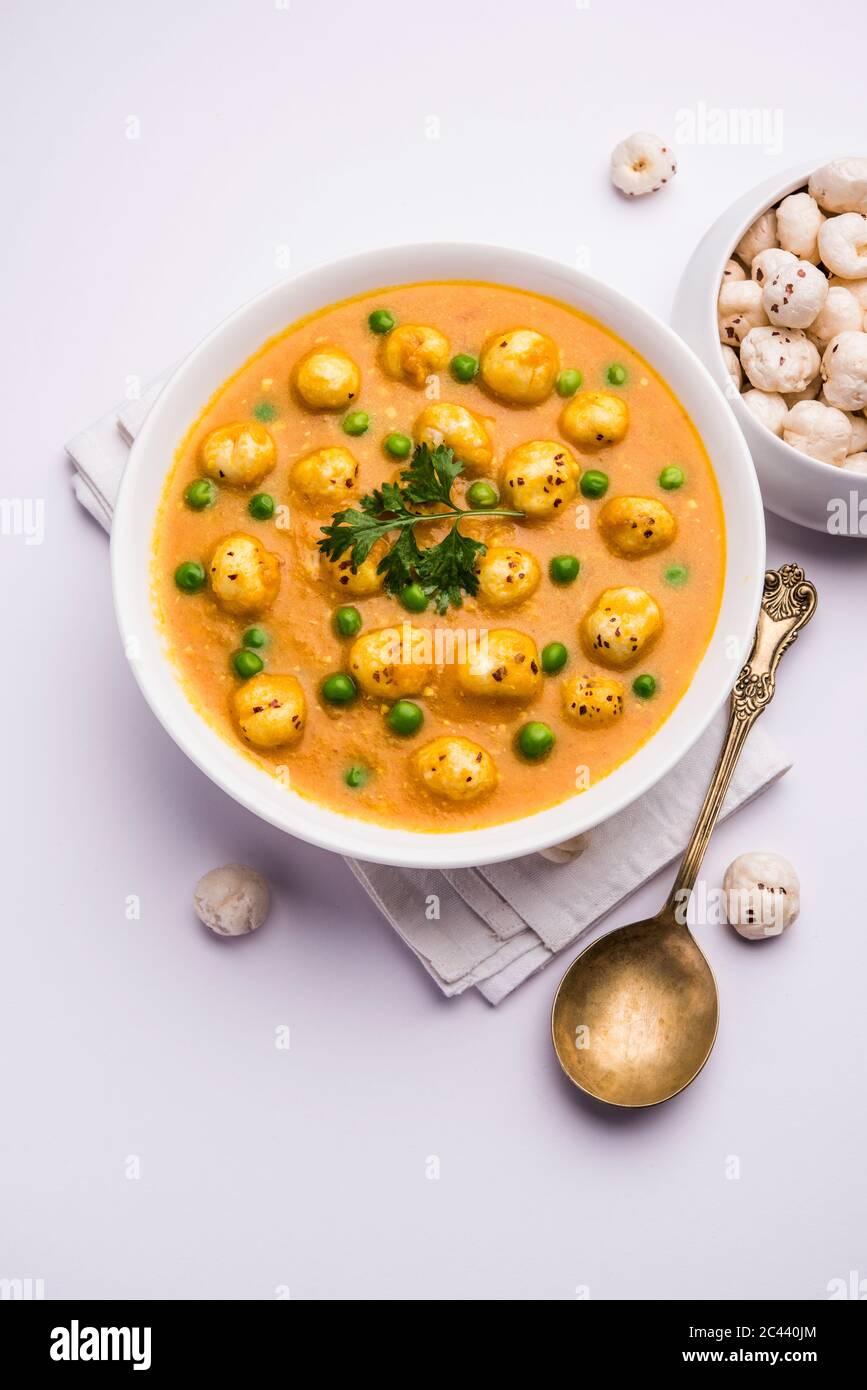 Phool Makhana Matar Gravy Sabzi or Lotus Seeds peas curry is an Indian ...