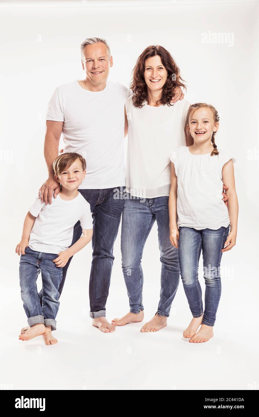 Family Standing White Background