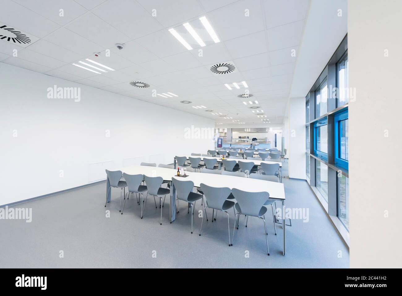 Empty factory canteen Stock Photo - Alamy
