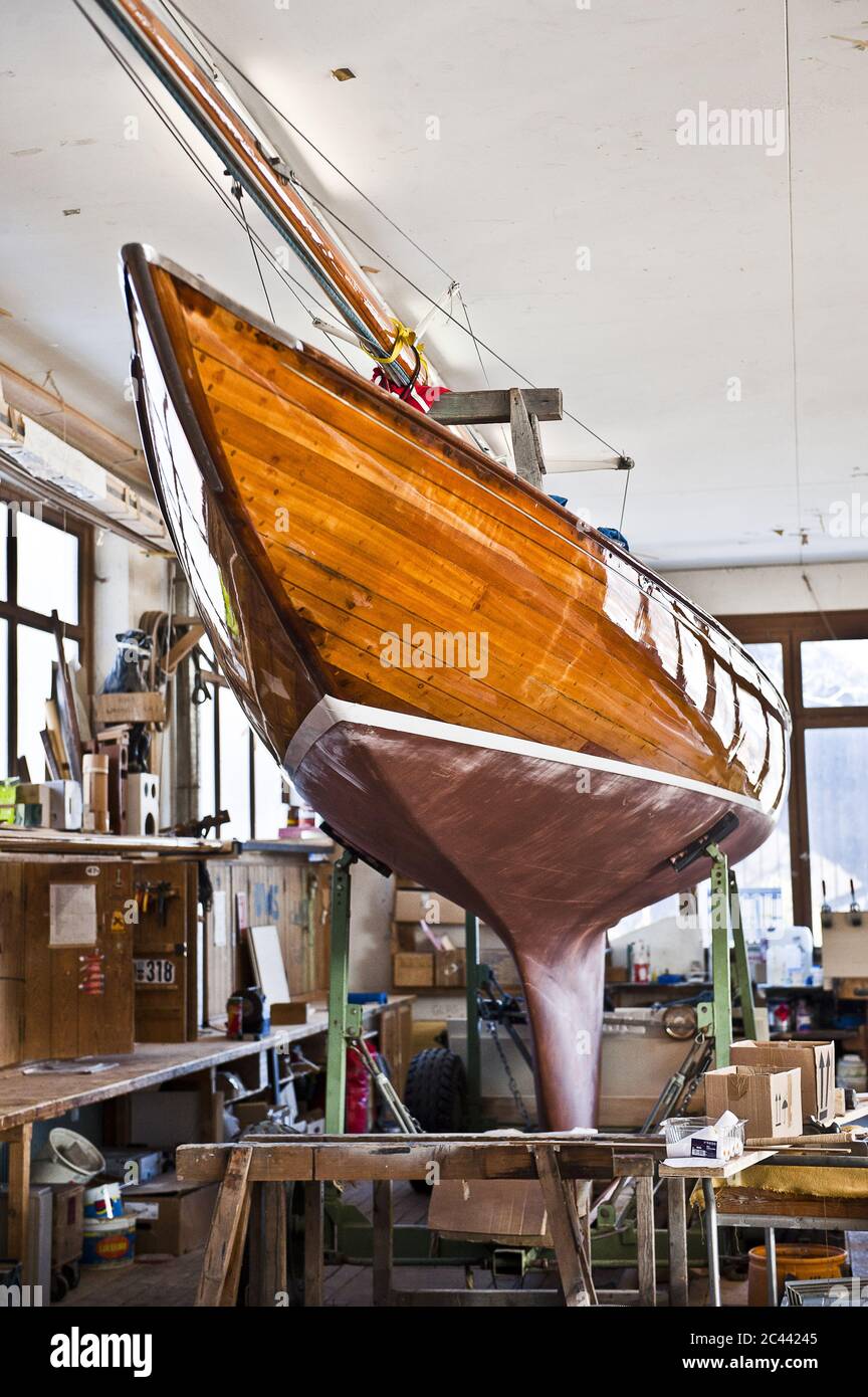 Boat in a shipyard Stock Photo - Alamy