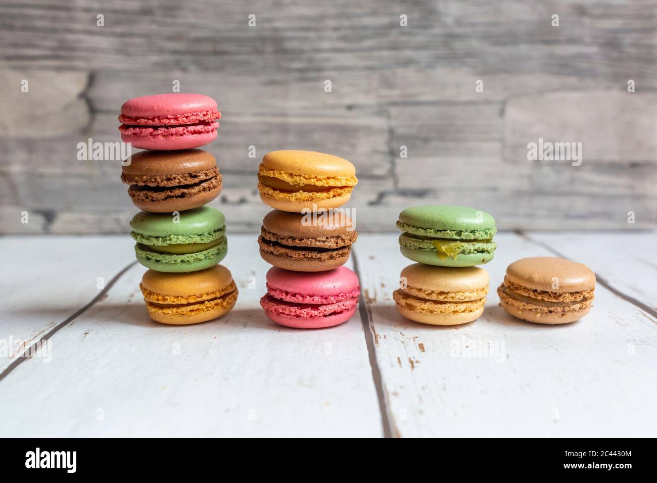 Stacks of colorful macaroon biscuits Stock Photo - Alamy