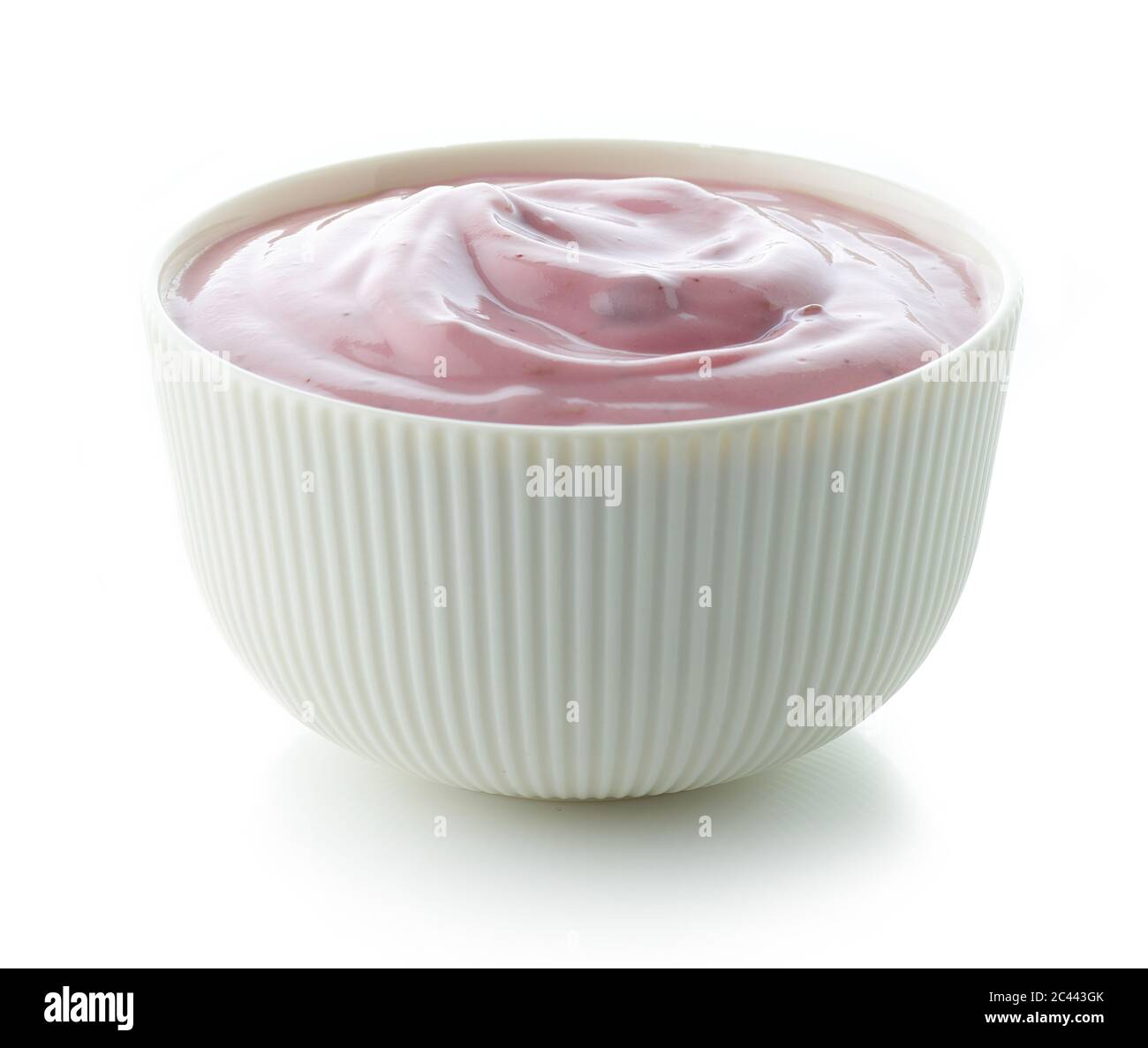 bowl of pink berry yogurt isolated on white background Stock Photo - Alamy