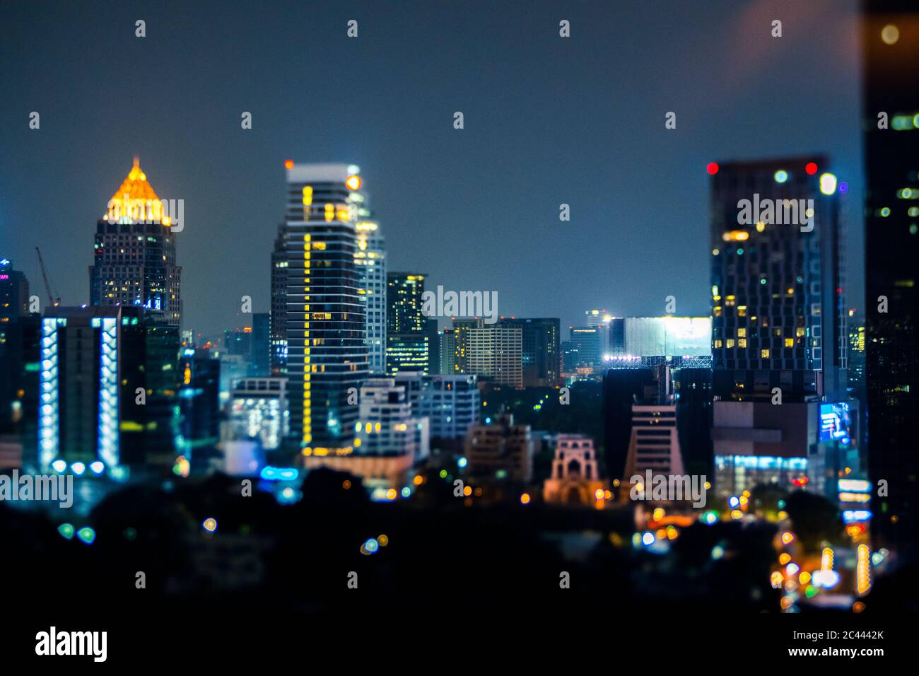 Tilt shift downtown skyscrapers night hi-res stock photography and ...