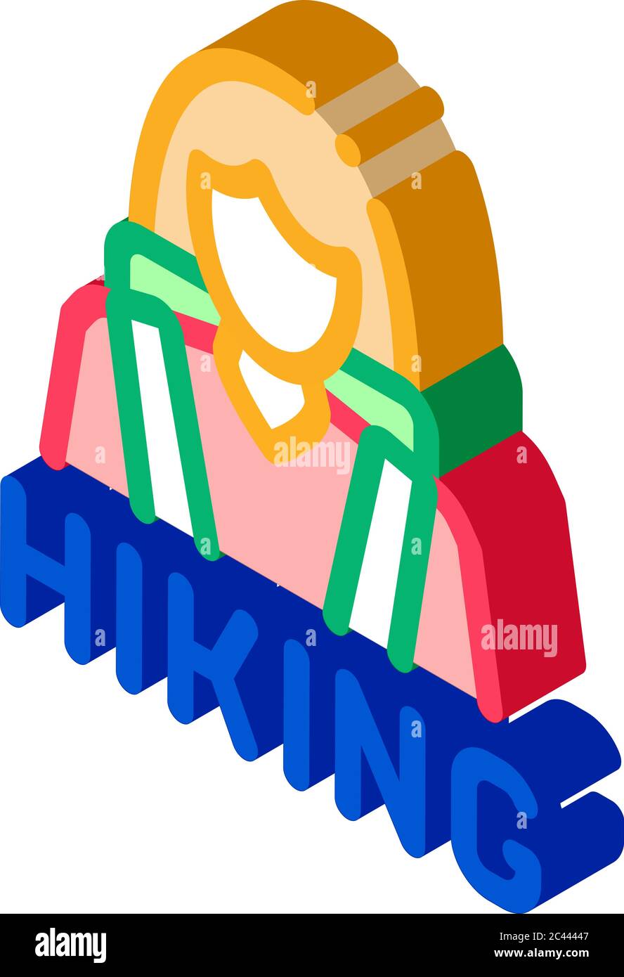 hiking woman isometric icon vector illustration Stock Vector Image ...