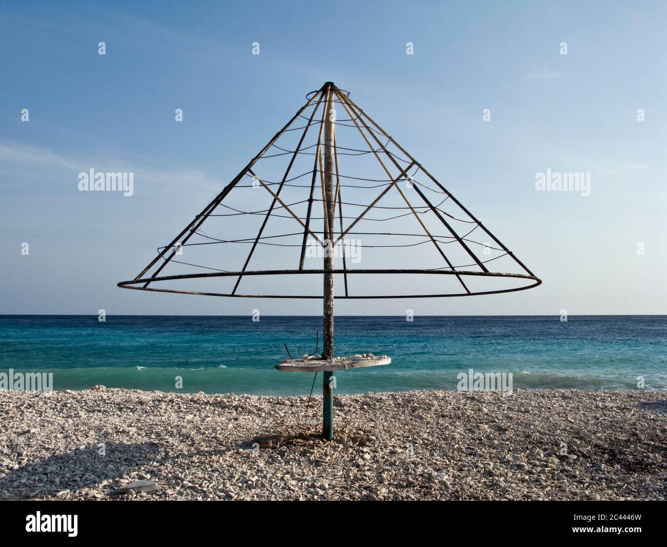 Scaffolding on the beach, French West Indies Stock Photo - Alamy