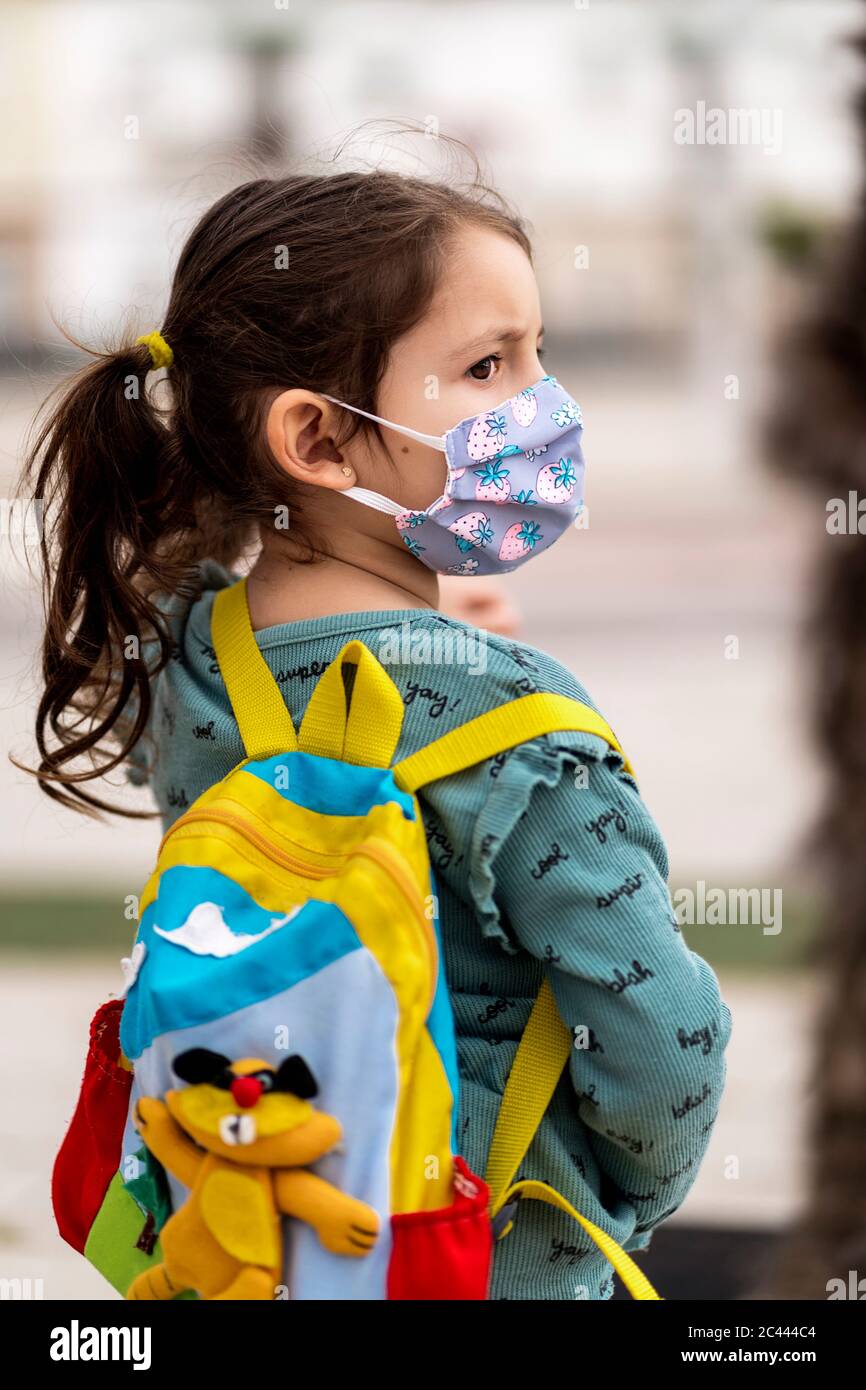 Child backpack rear view hi-res stock photography and images - Alamy