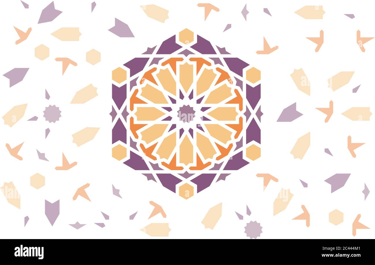 Arabic pattern with arabesque tile disintegration and bright central ...