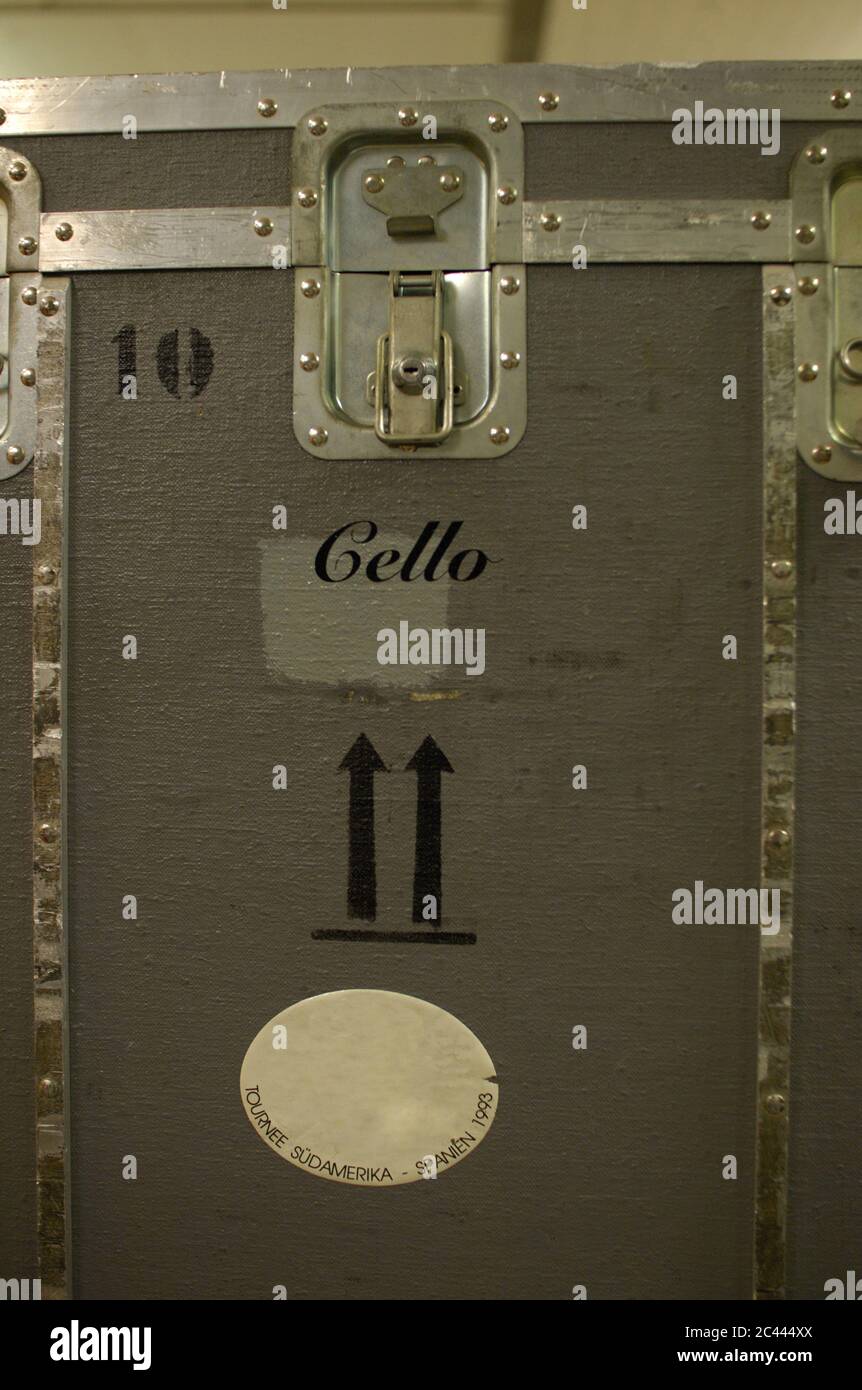 Cello in a metal box Stock Photo - Alamy