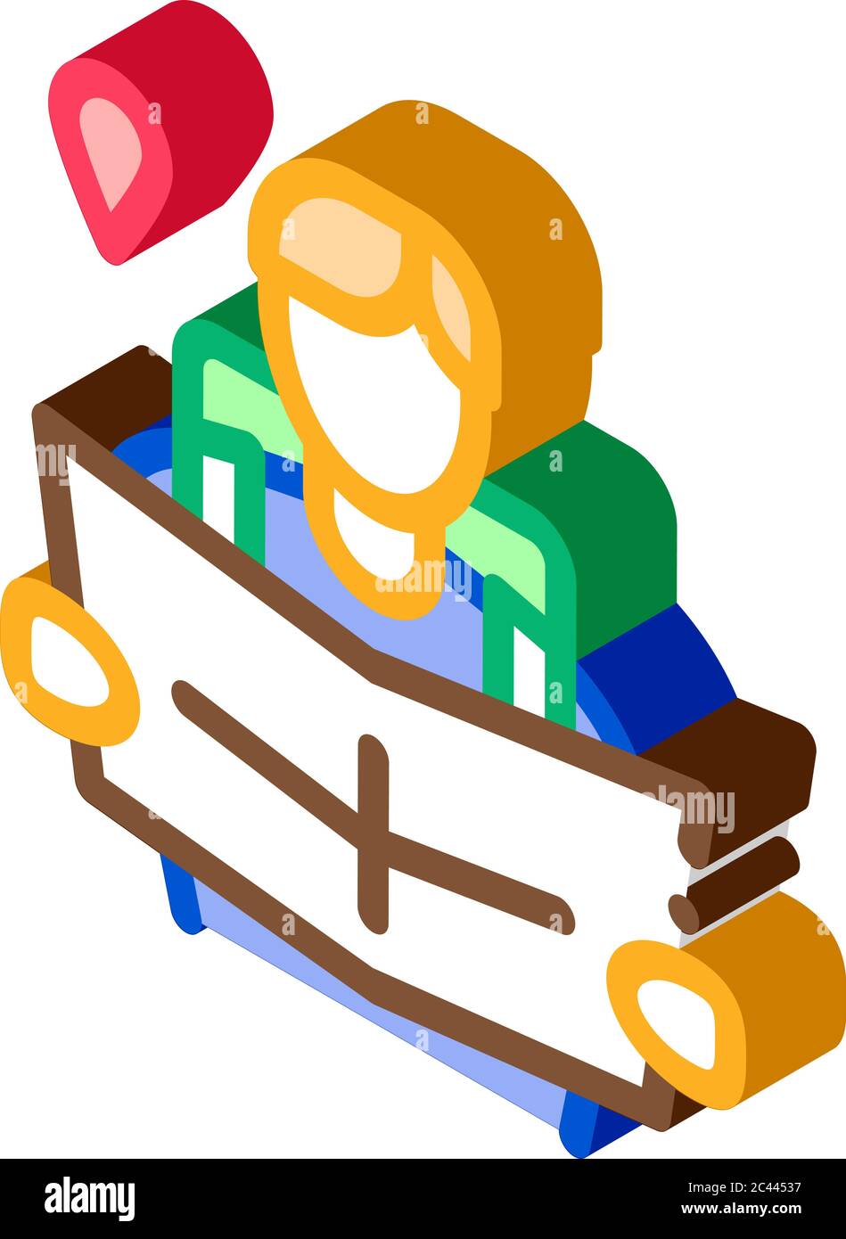 tourist reading map isometric icon vector illustration Stock Vector ...