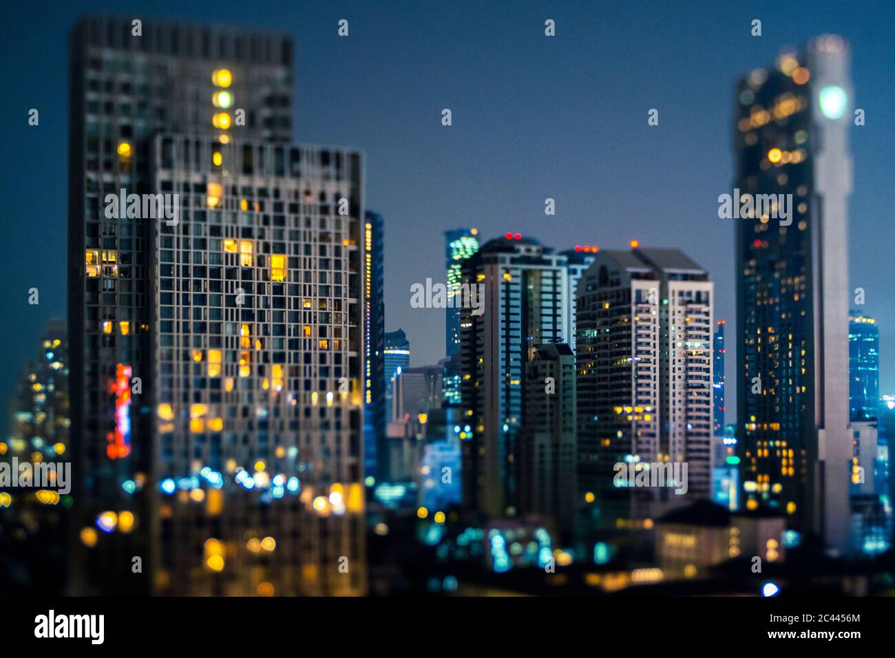 Tilt shift downtown skyscrapers night hi-res stock photography and ...