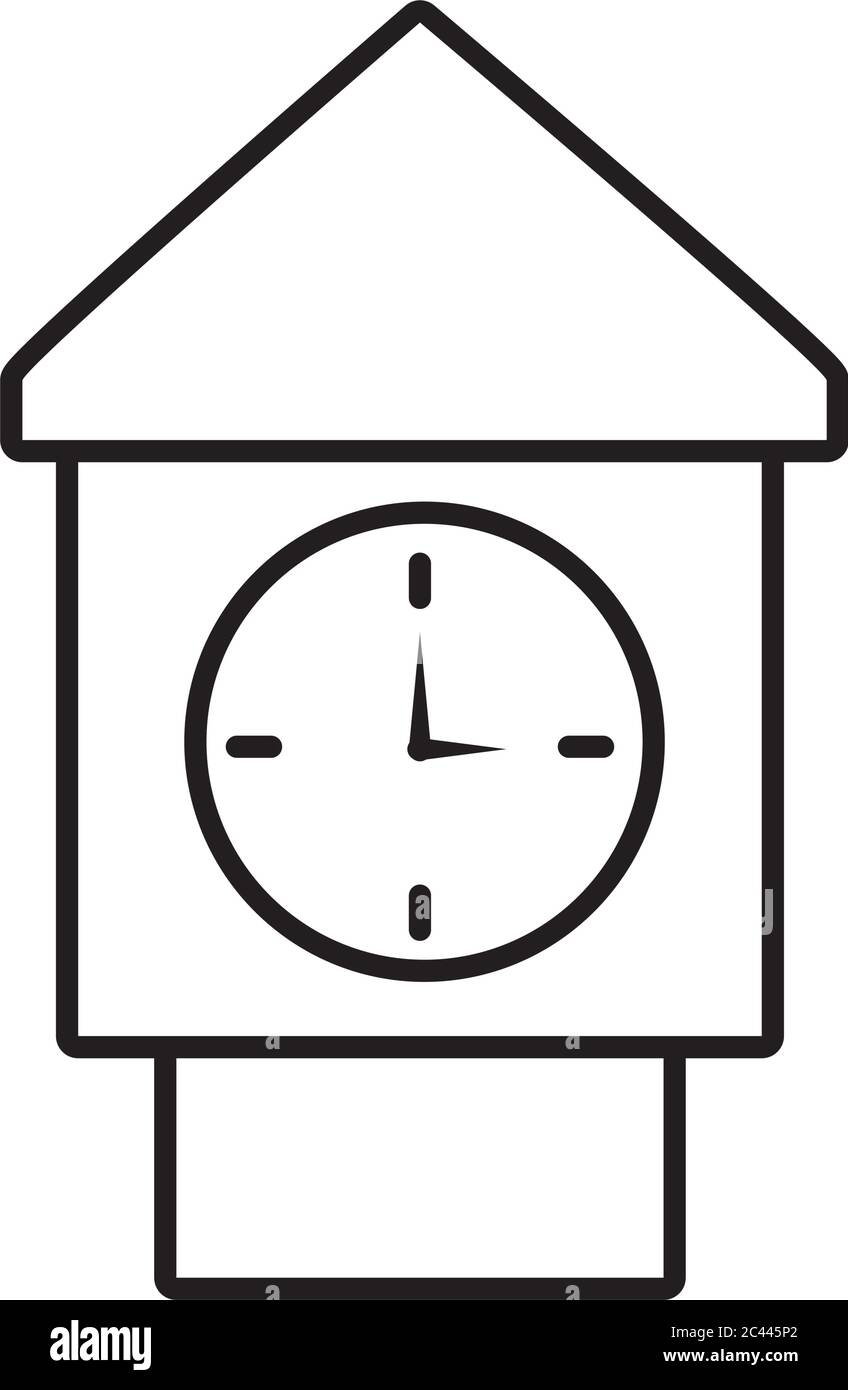house clock icon over white background, line style, vector illustration ...