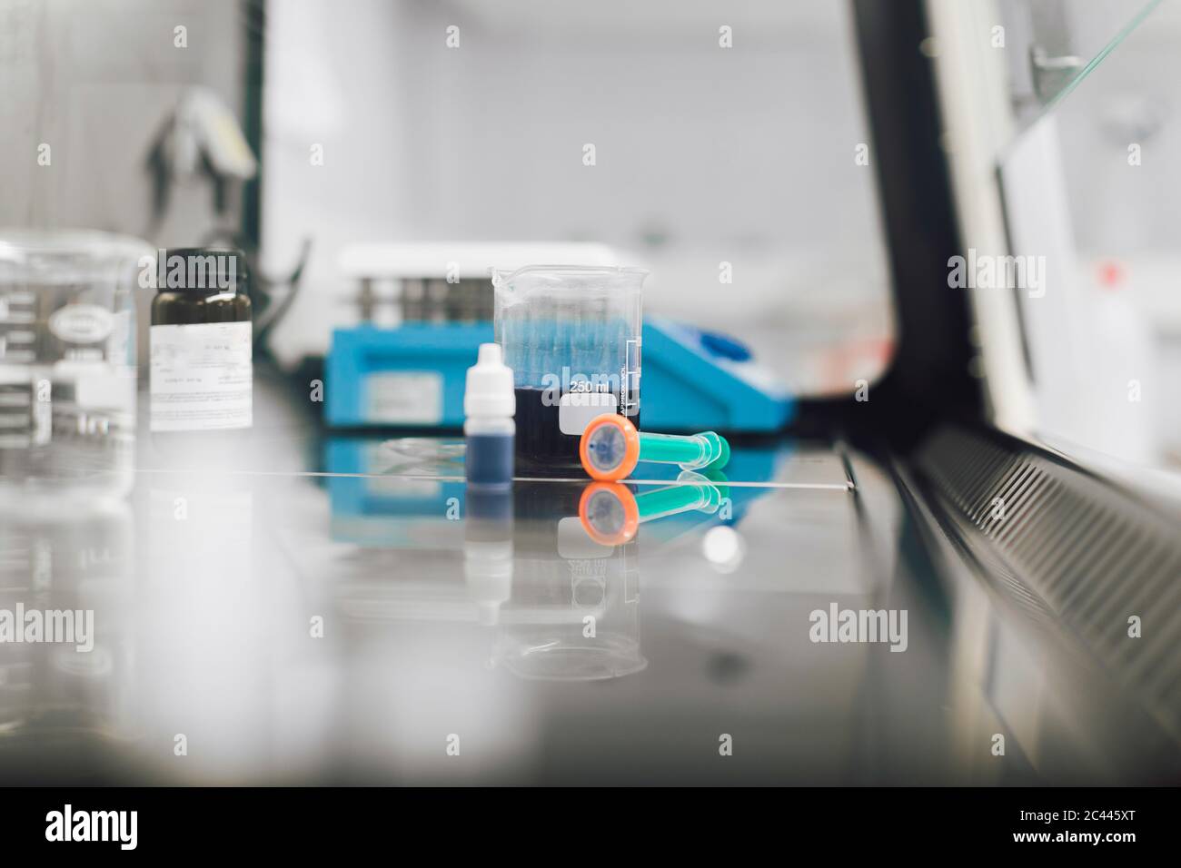 Laboratory equipment on desk Stock Photo - Alamy