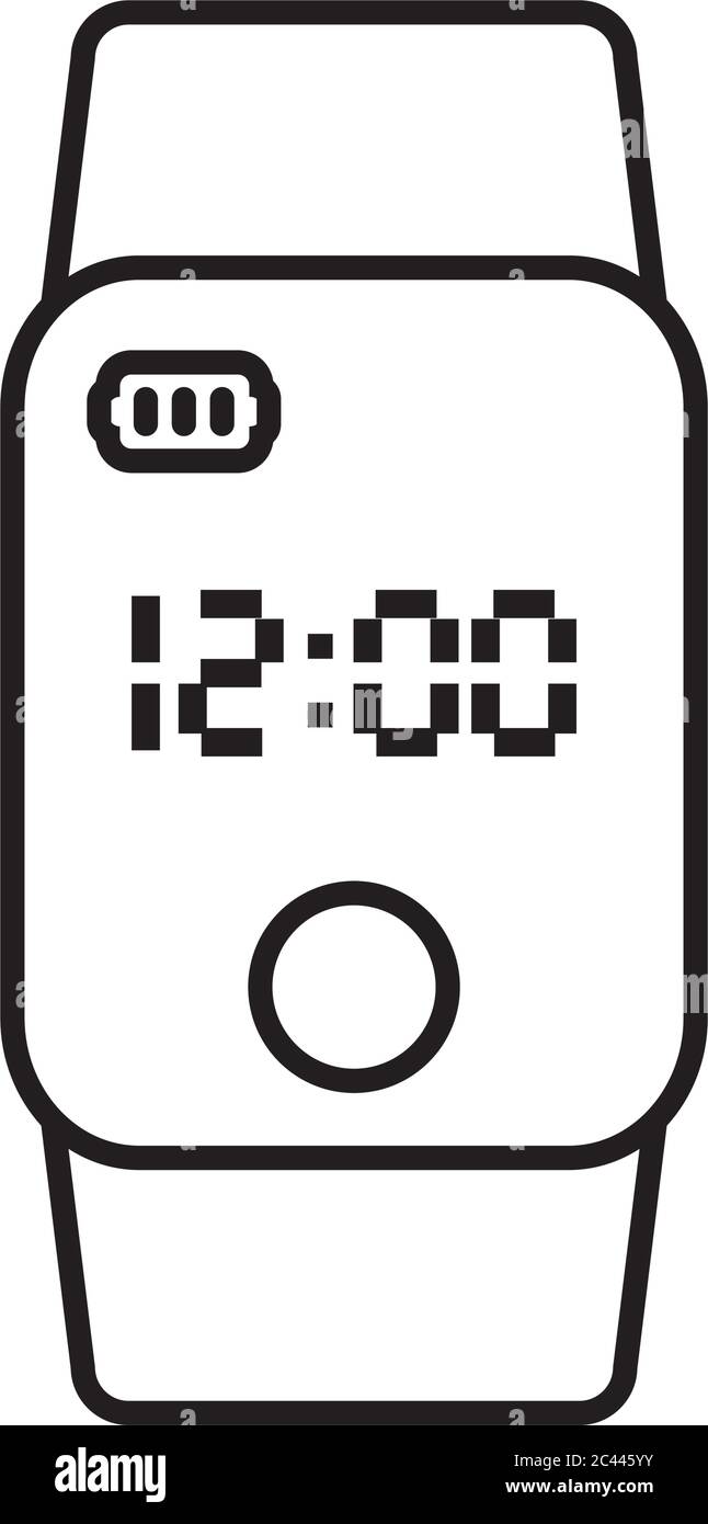 smartwatch icon over white background, line style, vector illustration ...