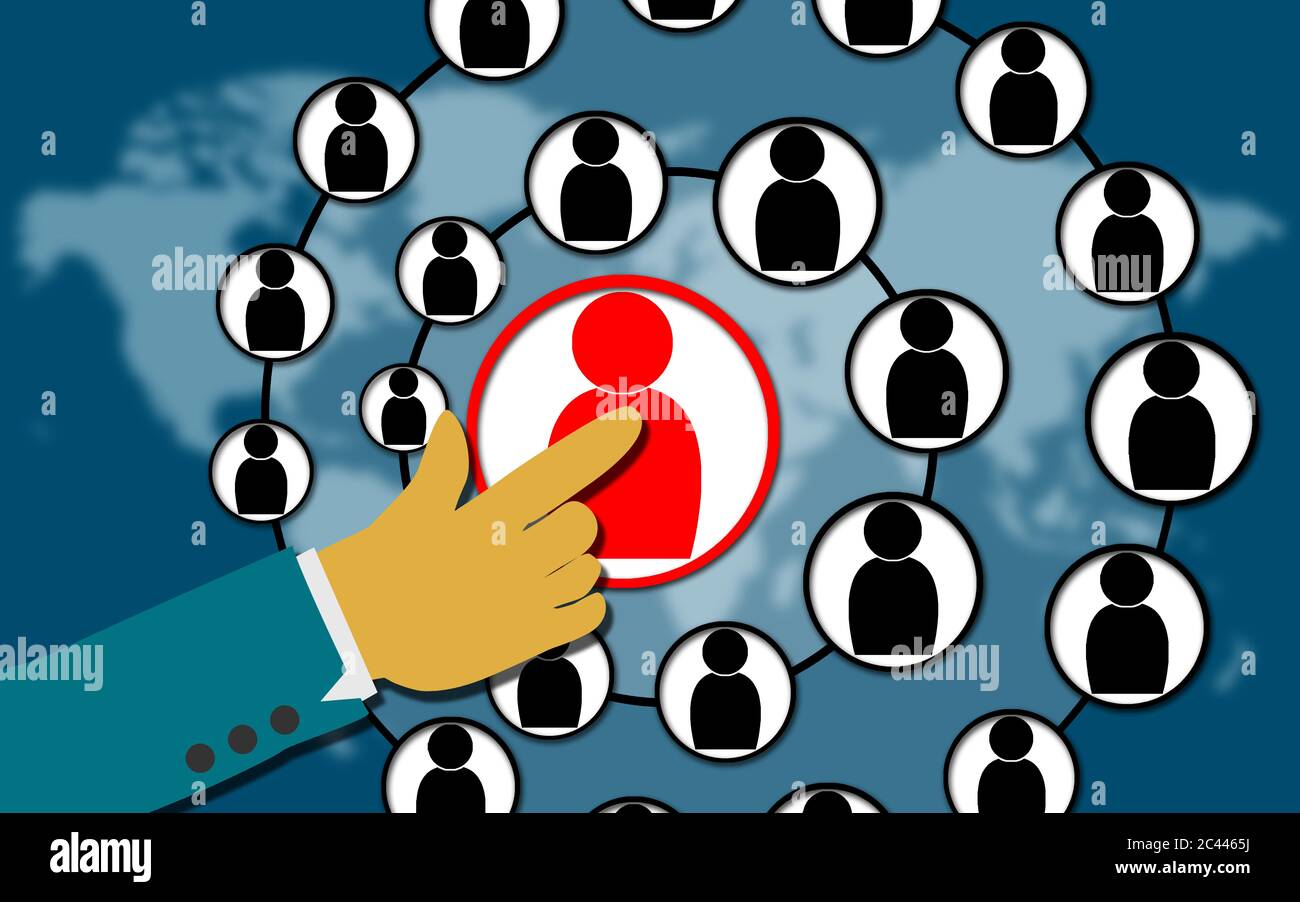 Hand pressing social icons on blue world map background, 3D rendering Stock Photo - Alamy