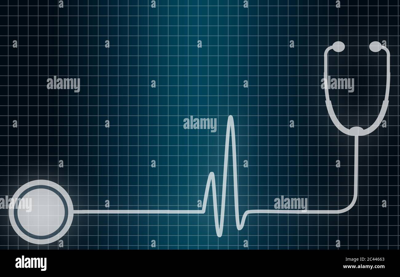 Stethoscope with a heart beat cardiogram,3D rendering Stock Photo - Alamy