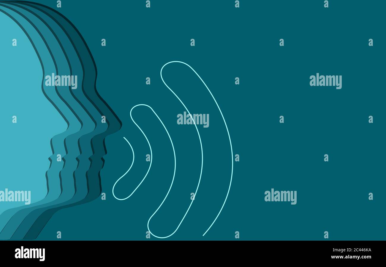 Communication with human head speech, 3D rendering Stock Photo - Alamy