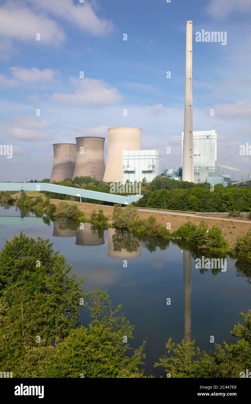 Germany, North Rhine-Westphalia, Werne, Bank of Lippe river and ...