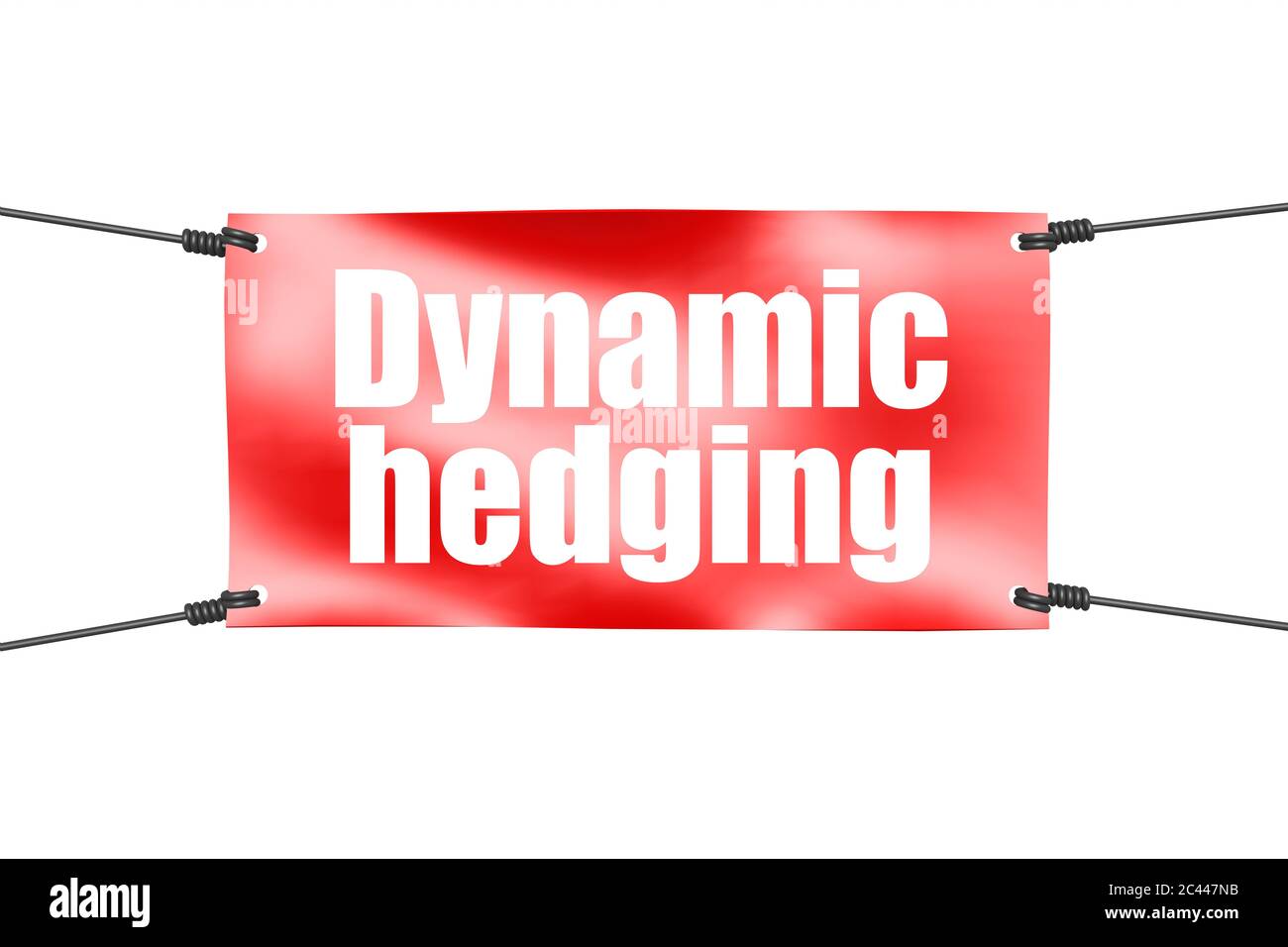 Dynamic hedging word with red tie up banner, 3D rendering Stock Photo ...