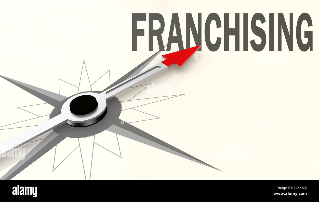 Franchising word on compass with red arrow, 3D rendering Stock Photo ...