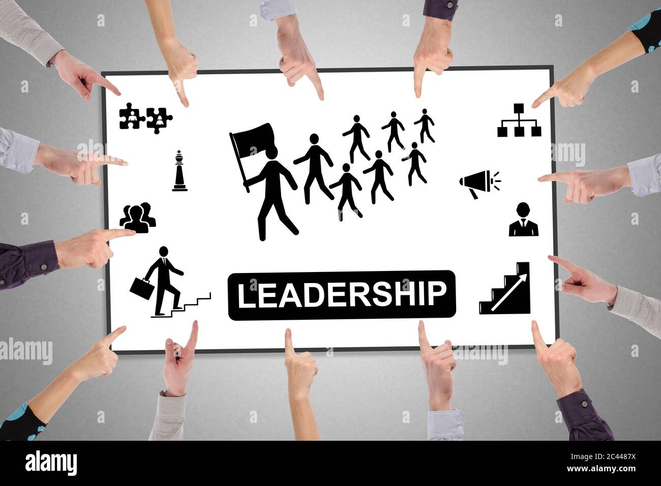 Hands pointing to leadership concept Stock Photo - Alamy