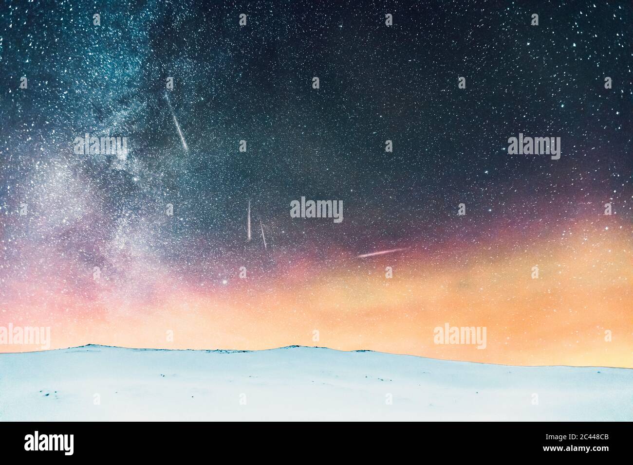 Starry sky northern lights shooting stars hi-res stock photography and ...