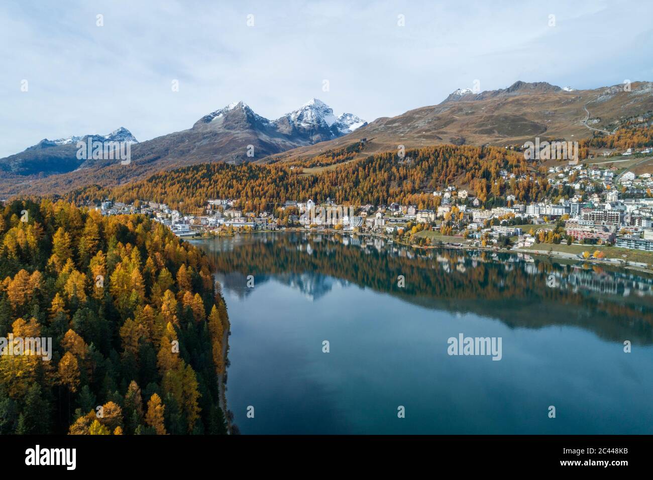 Town on shore lake saint moritz autumn hi-res stock photography and ...