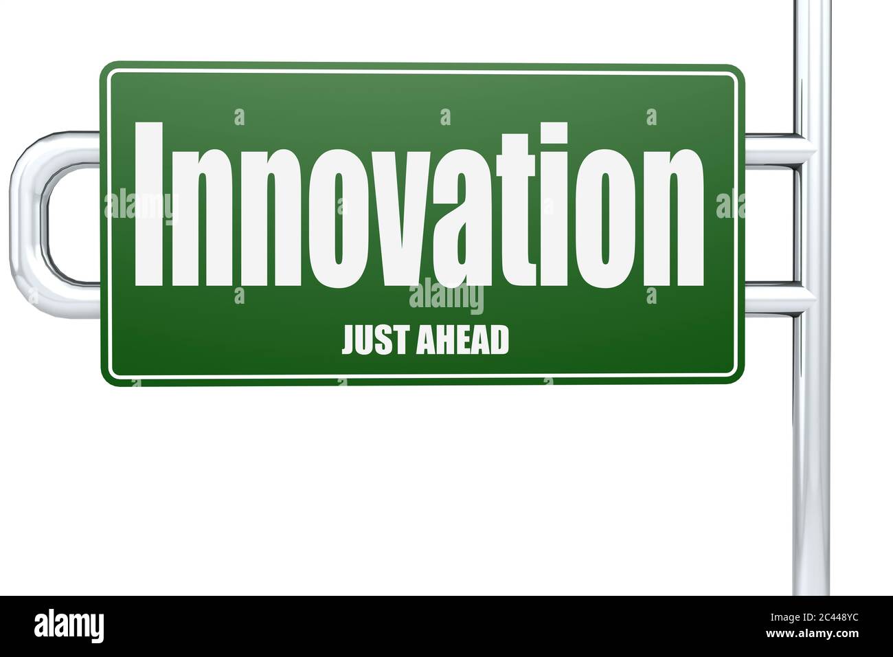 Innovation word on green road sign, 3D rendering Stock Photo - Alamy