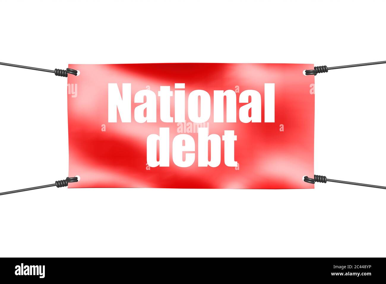 National debt word with red tie up banner, 3D rendering Stock Photo - Alamy