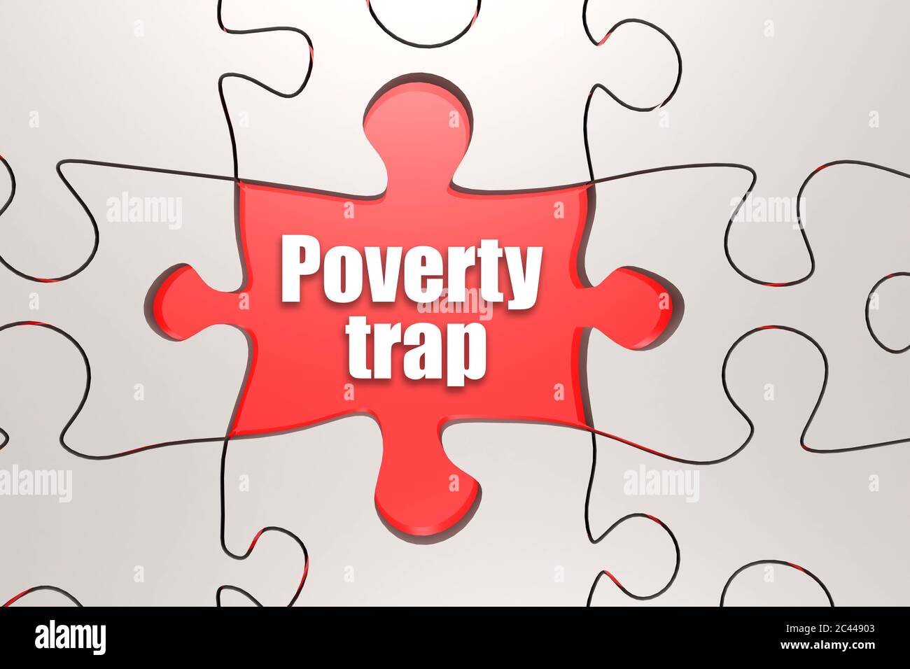 Poverty trap word on jigsaw puzzle, 3D rendering Stock Photo - Alamy