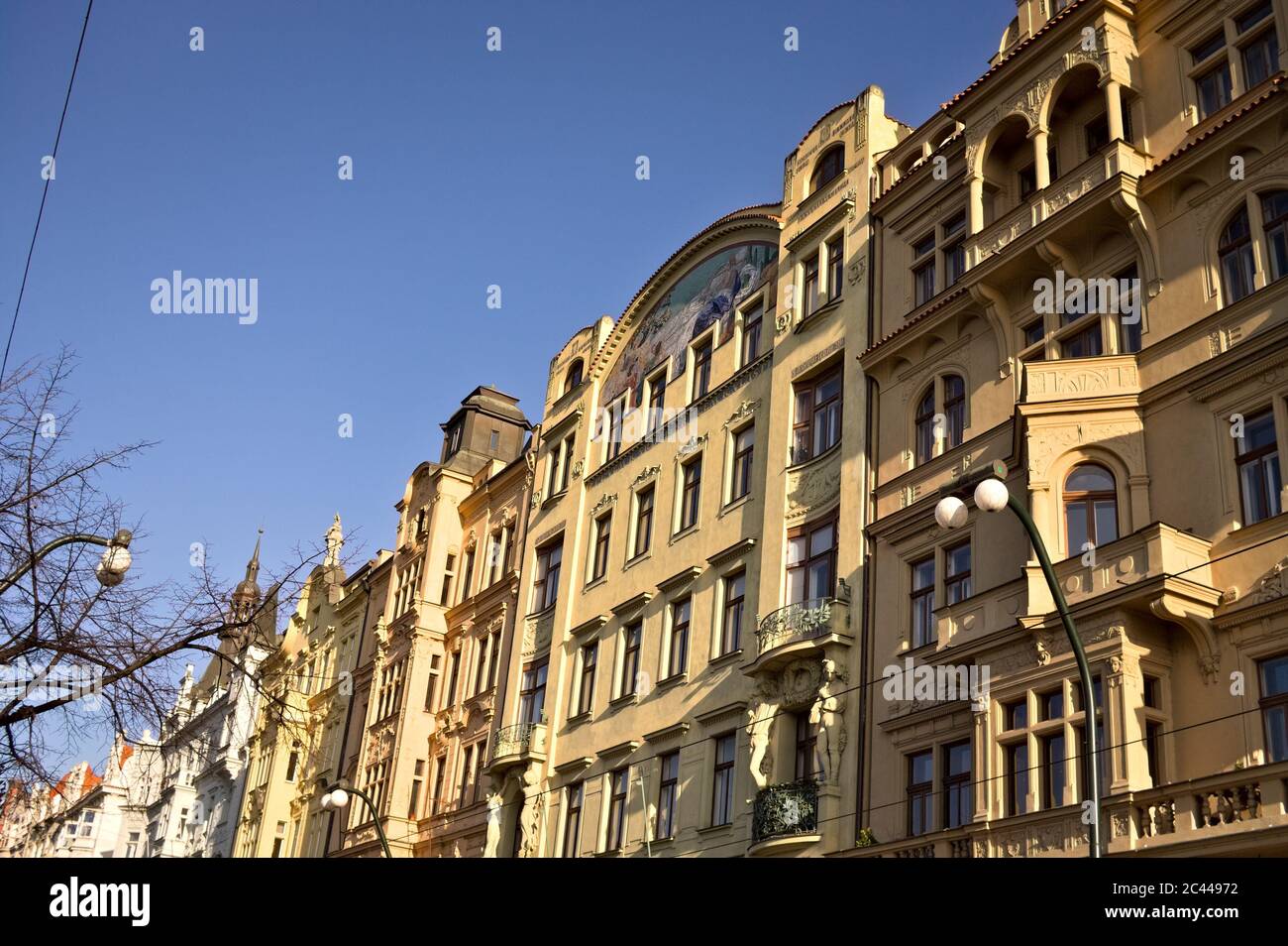 Traditional bohemian buildings in Prague (Praha, Czech Republic, Europe ...