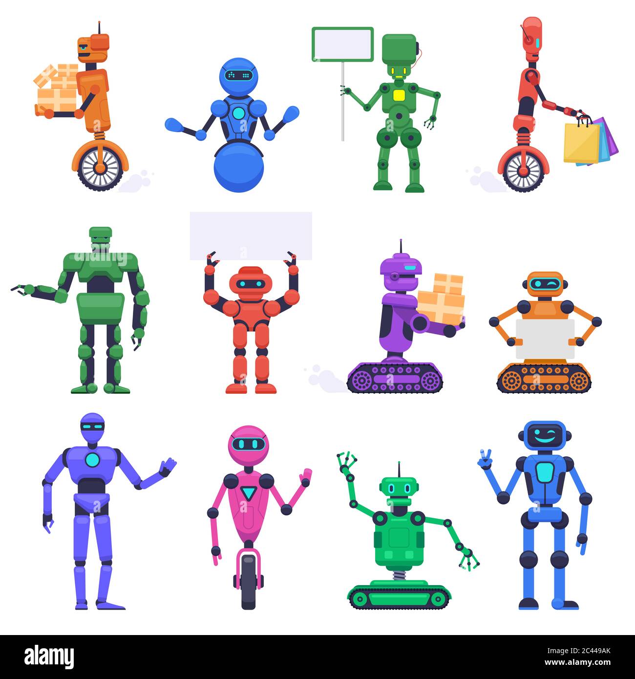 Robot characters. Robotic mechanical humanoid characters, chatbot ...