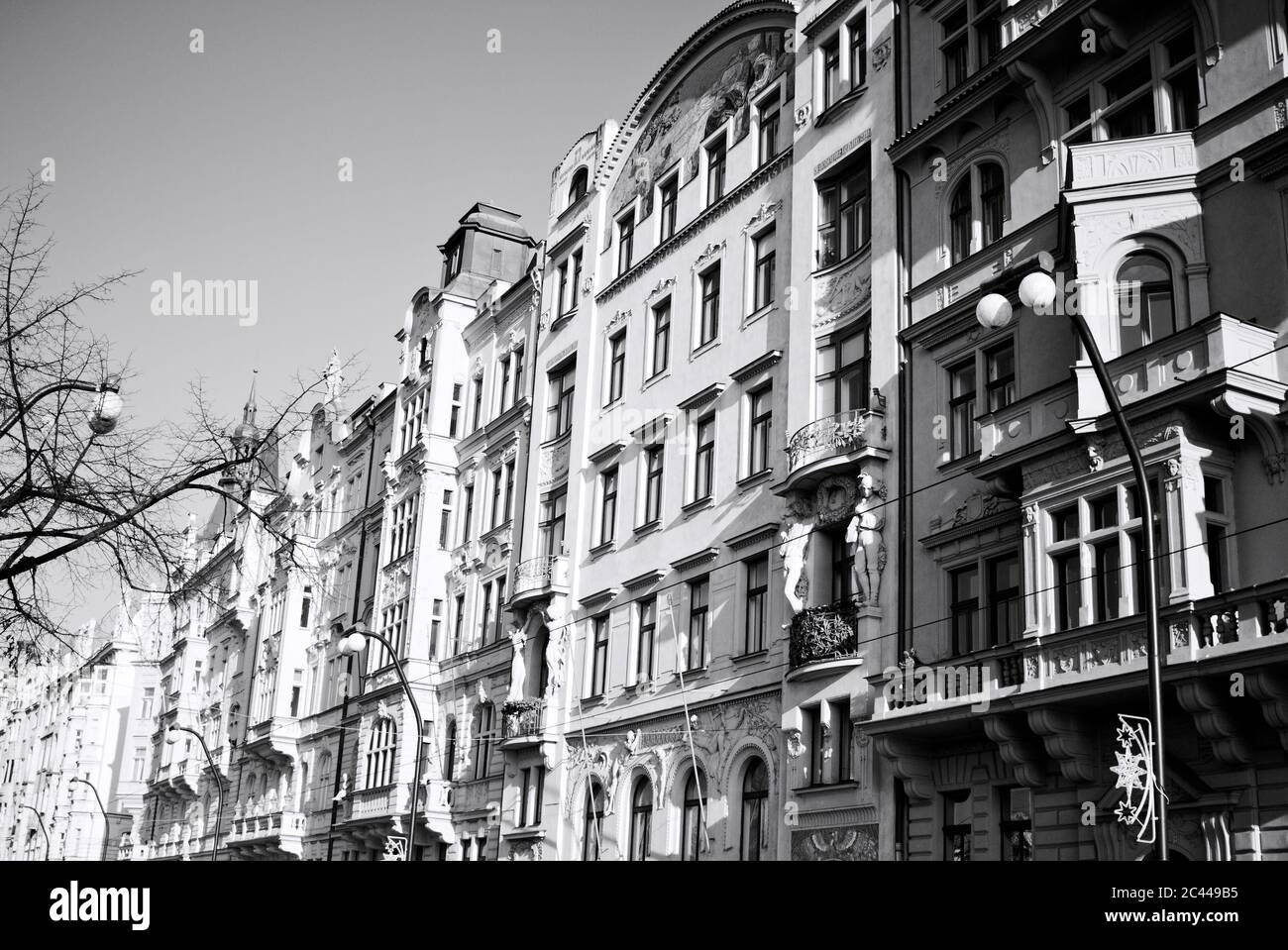 Traditional bohemian buildings in Prague (Praha, Czech Republic, Europe ...