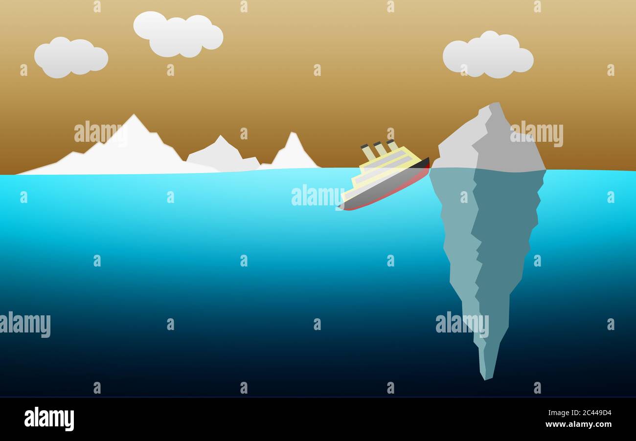 Ship sink after hit the iceberg, 3D rendering Stock Photo - Alamy