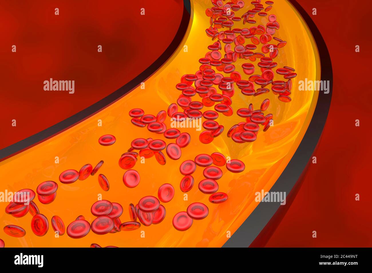 Three dimensional render of flowing red blood cells Stock Photo - Alamy