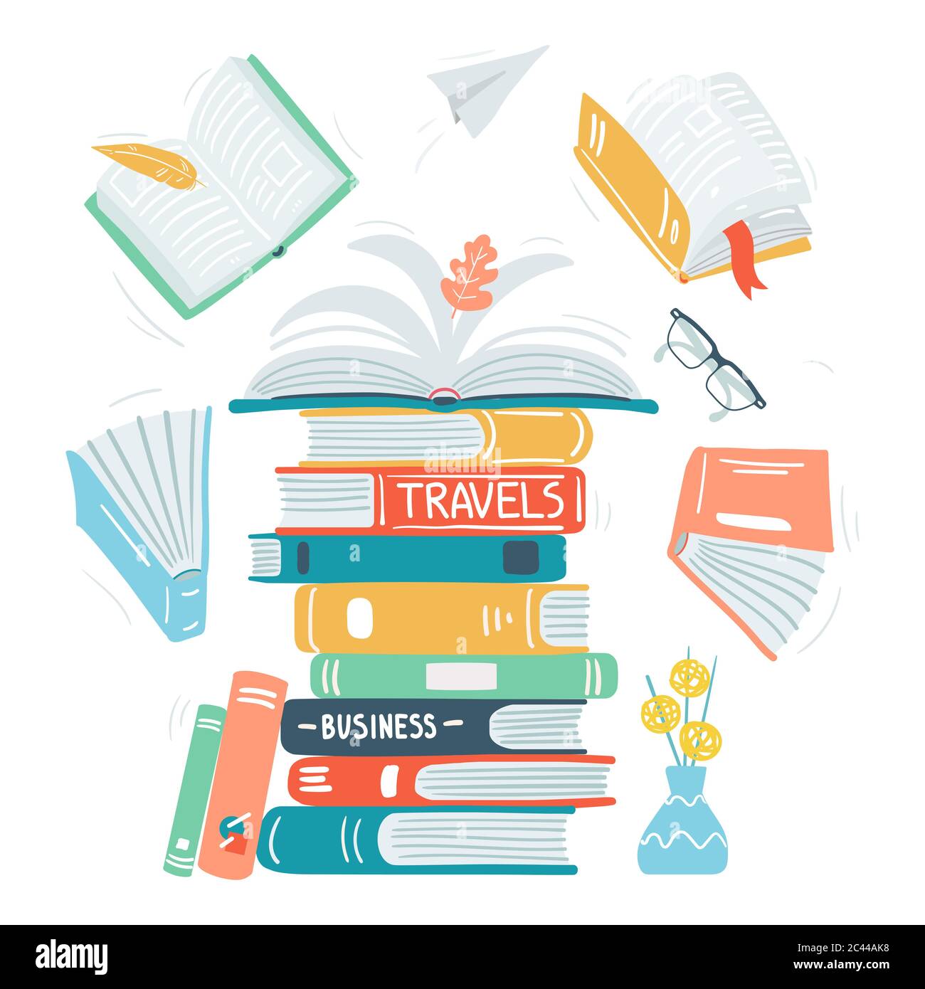 Books stack. Open engrave books concept, hand drawn stack of open and ...