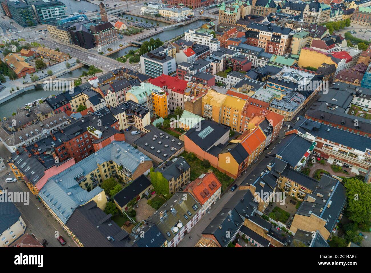 Sweden, Scania, Malmo, Aerial view of old town residential district ...