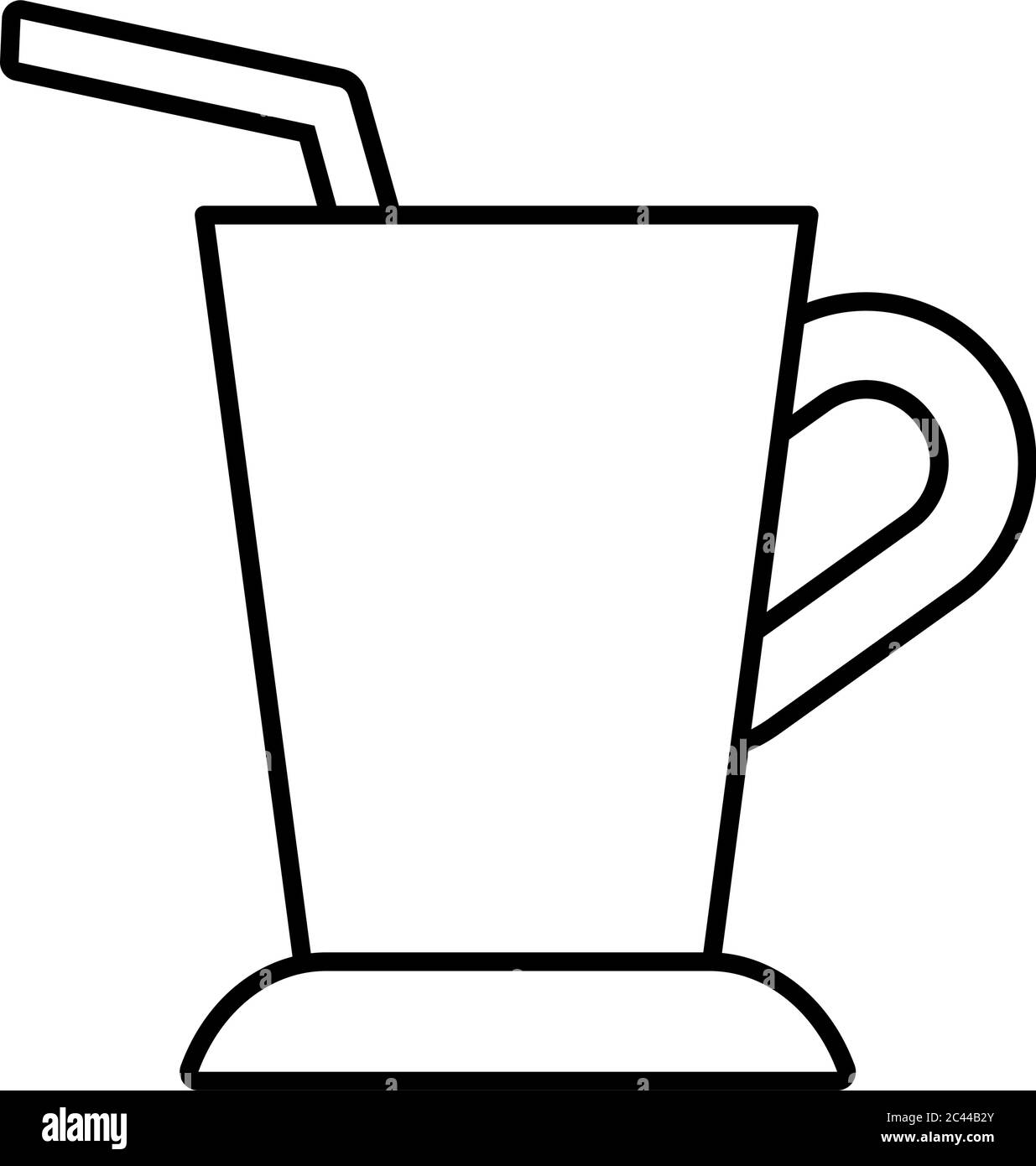 cup with straw icon over white background, line style, vector ...