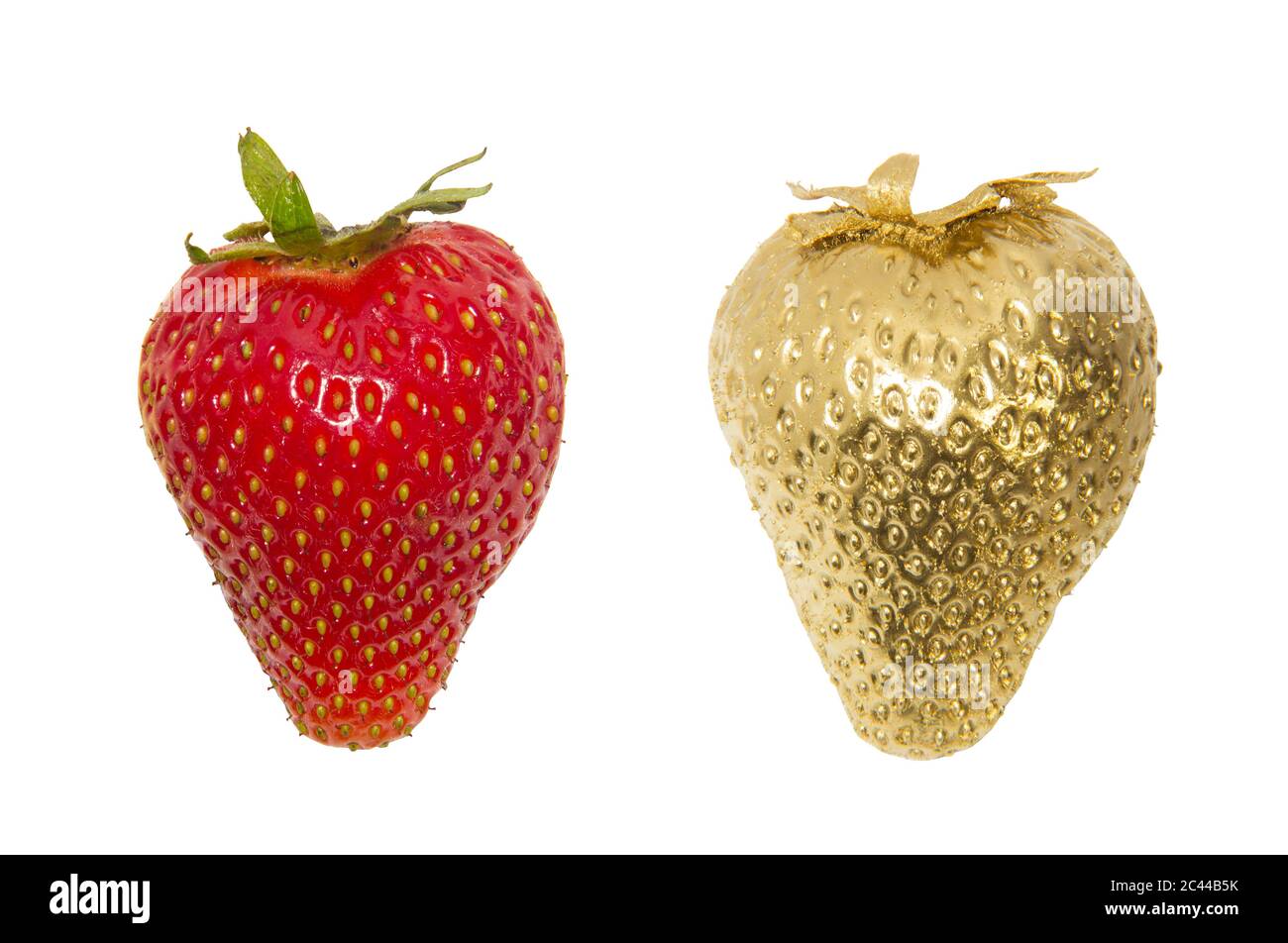 Set of natural and gilded fruit isolated on white background Stock ...