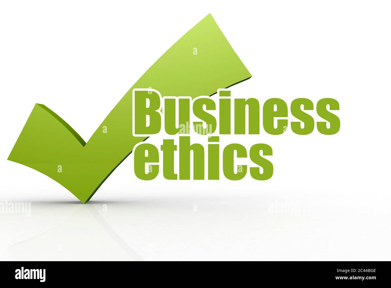 Business ethics word with green checkmark, 3D rendering Stock Photo - Alamy