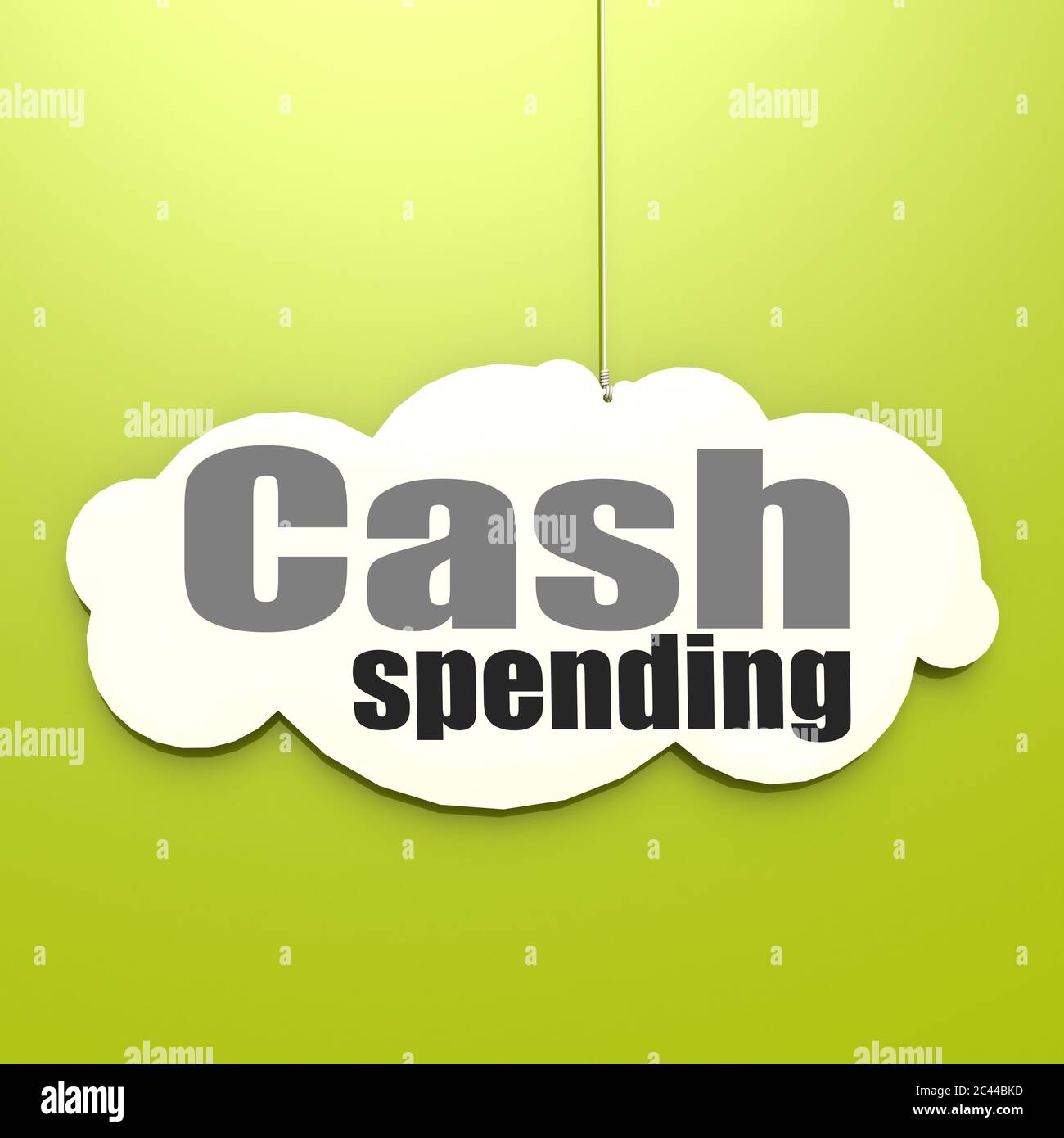 Cash spending word on white cloud with green background, 3D rendering ...