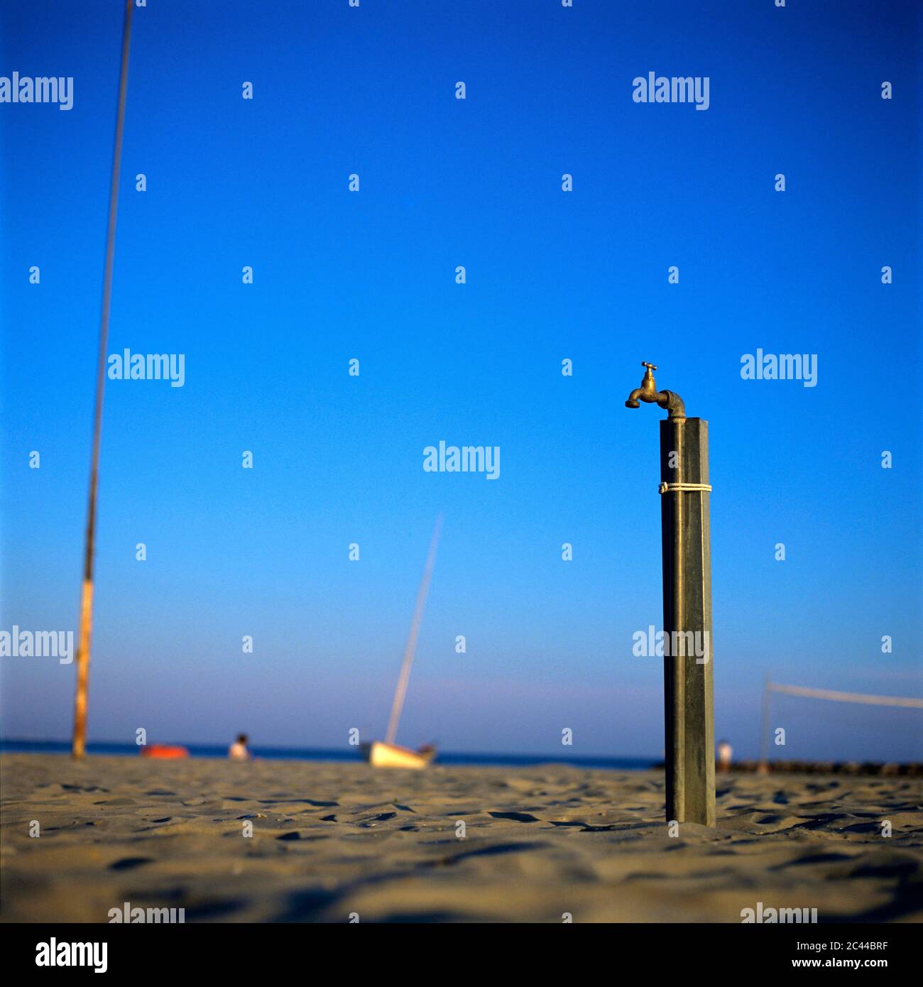 Tap of water on a mediterranean beach. Carnon. Occitanie. France Stock ...
