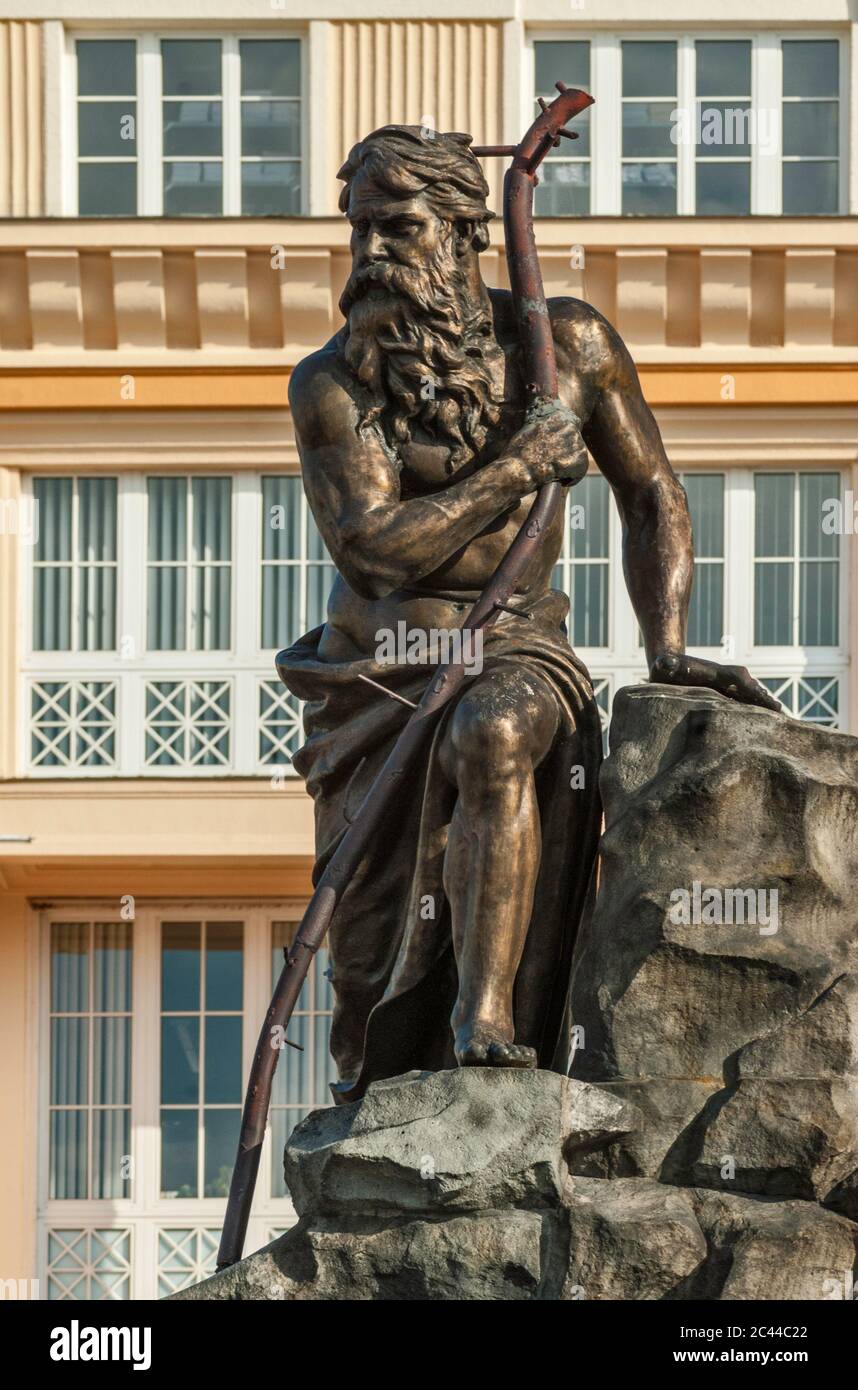 Krakonoš monument at Krakonošovo náměstí in Trutnov in Kralovehradecky ...