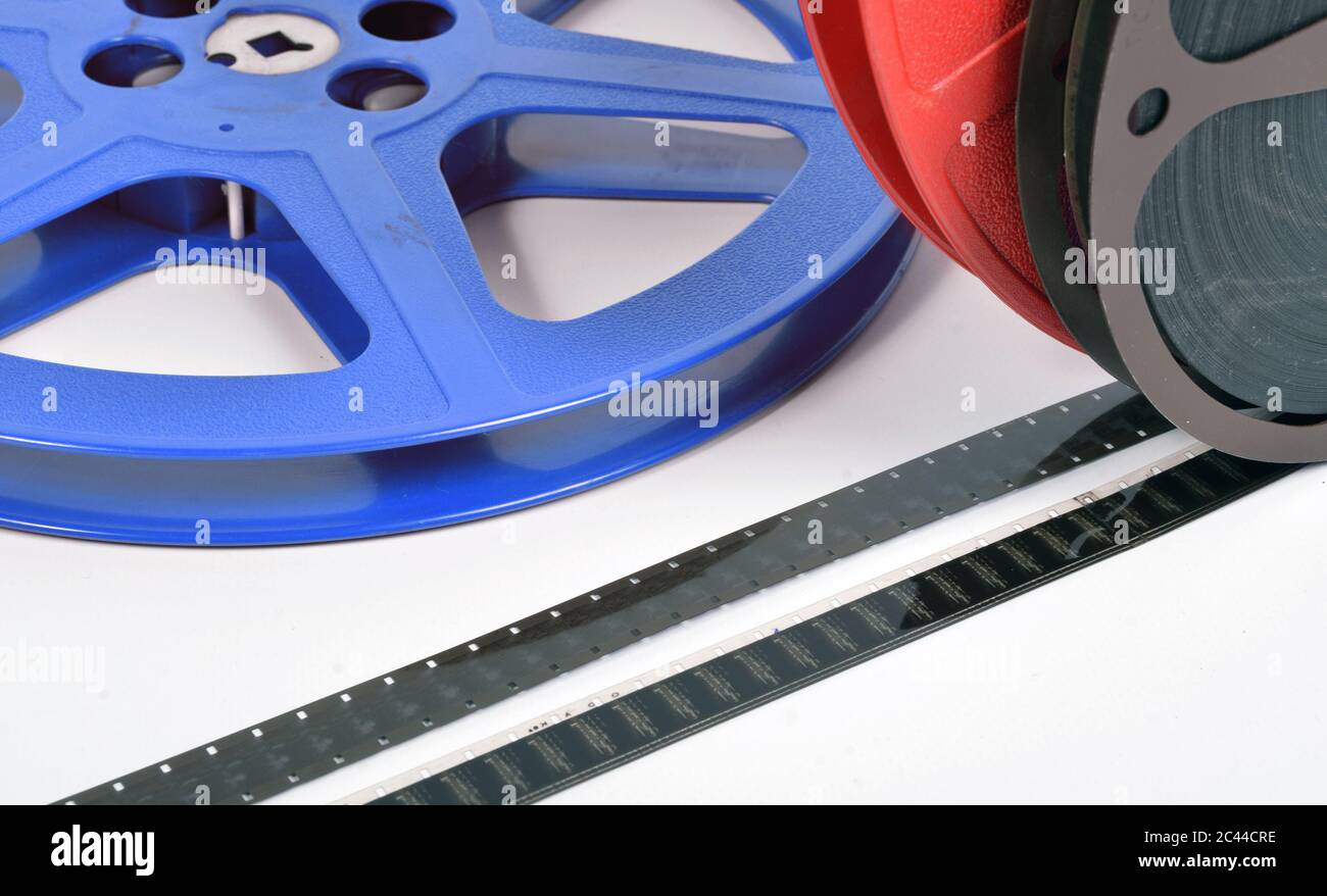 16mm movie files with films reels Stock Photo - Alamy