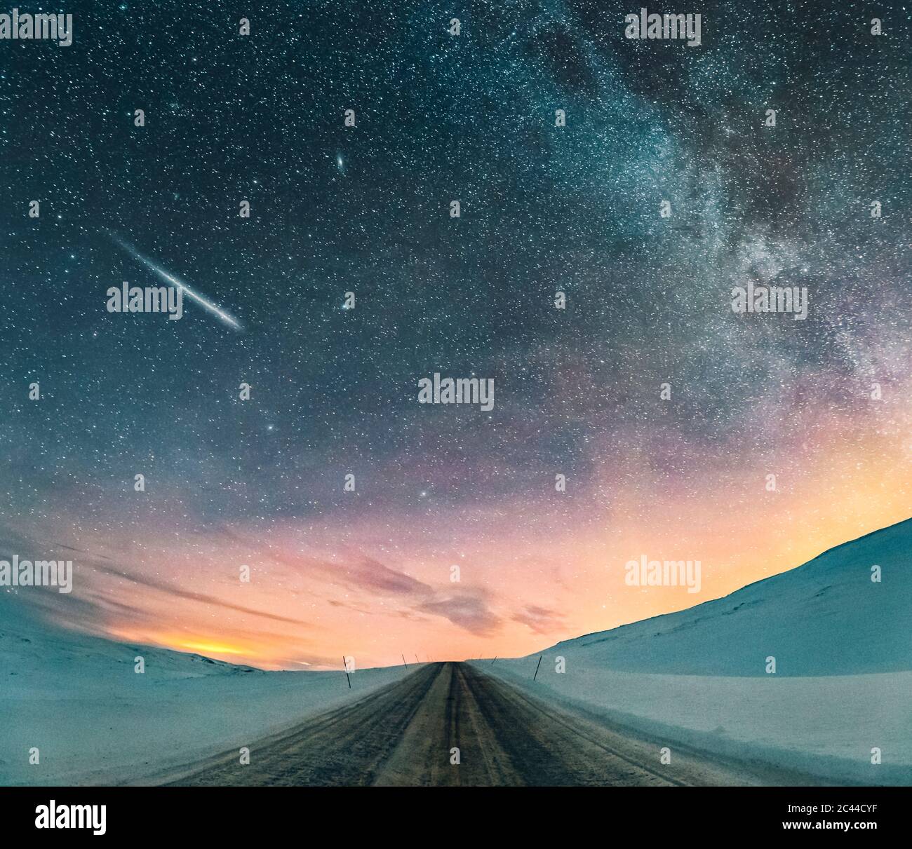 Starry sky northern lights shooting star hi-res stock photography and ...