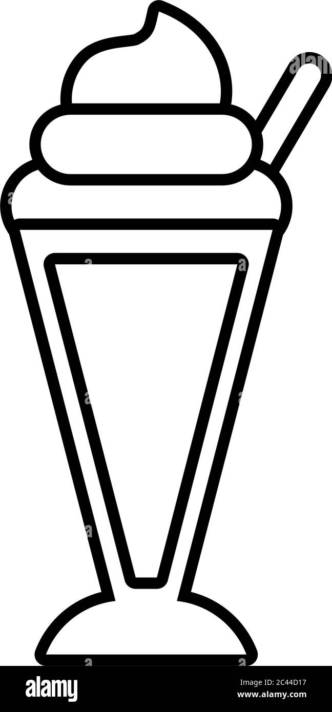 milkshake glass icon over white background, line style, vector ...