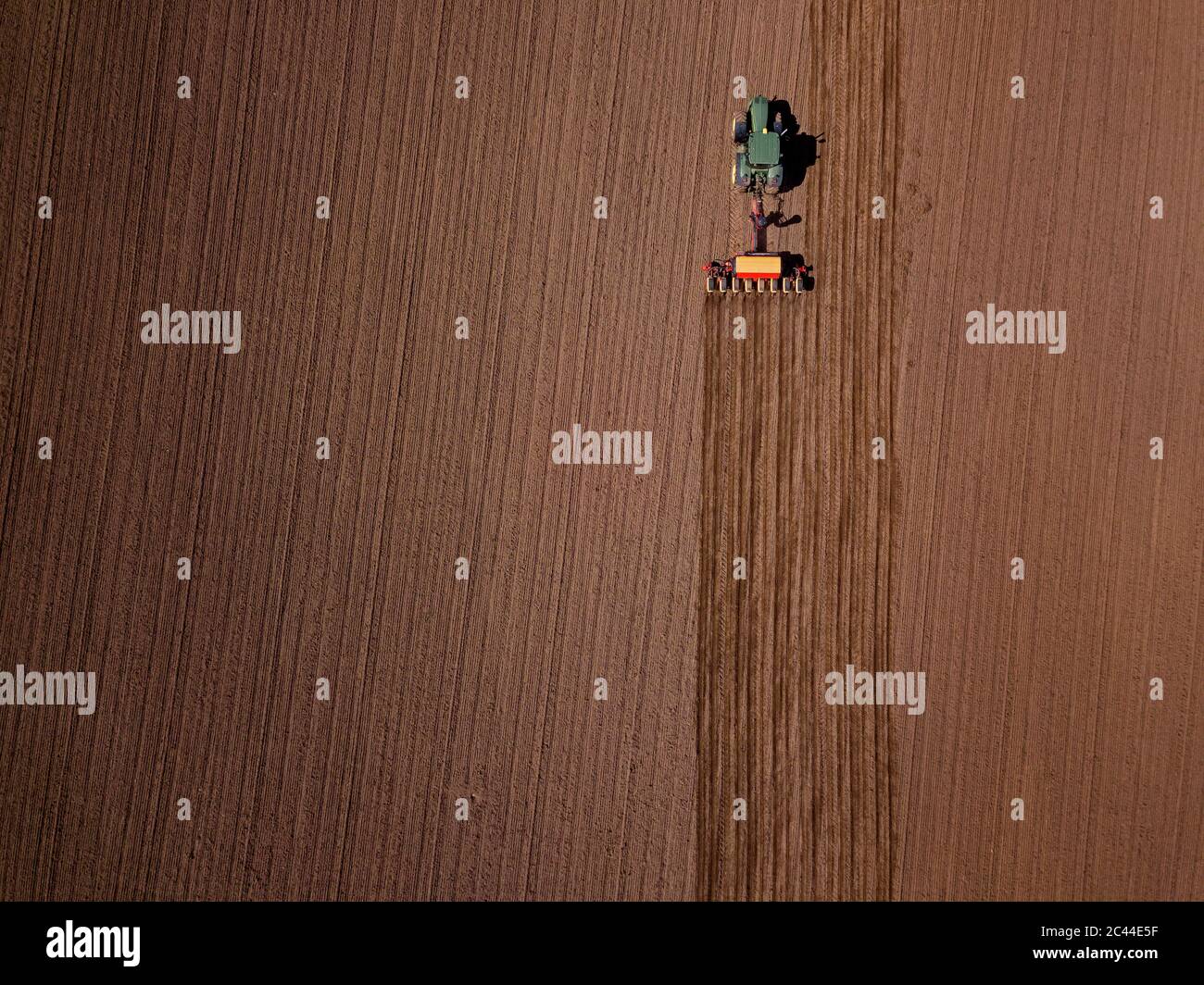 Overhead tractor ploughing hi-res stock photography and images - Alamy