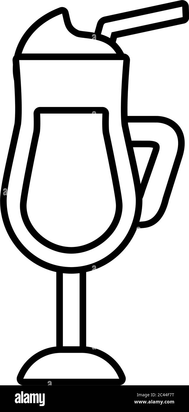 milkshake cup icon over white background, line style, vector ...