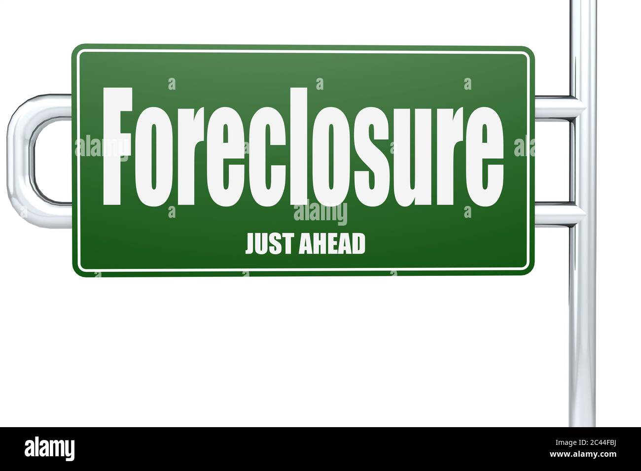 Foreclosure word on green road sign, 3D rendering Stock Photo - Alamy
