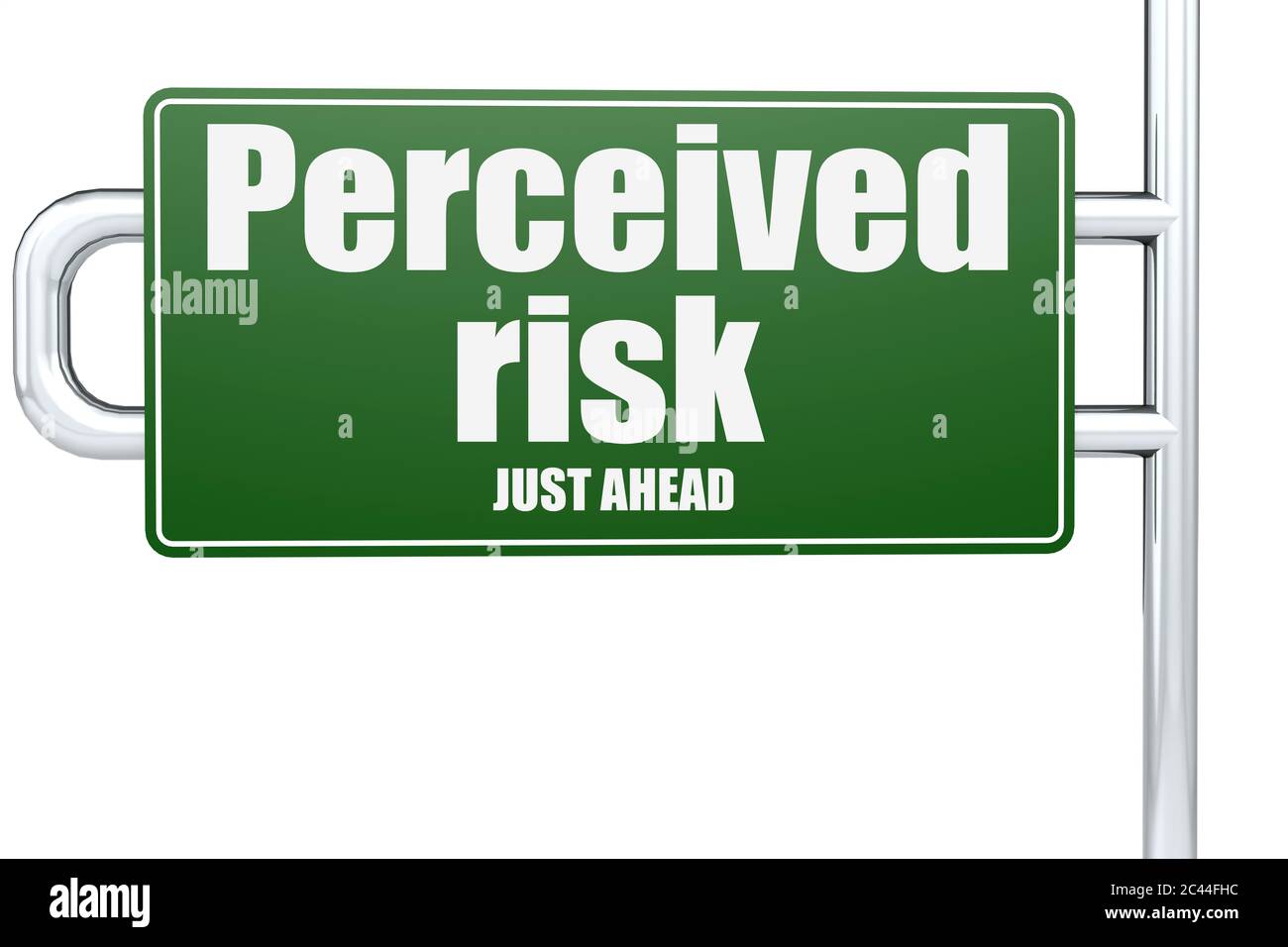 Perceived risk word on green road sign, 3D rendering Stock Photo - Alamy