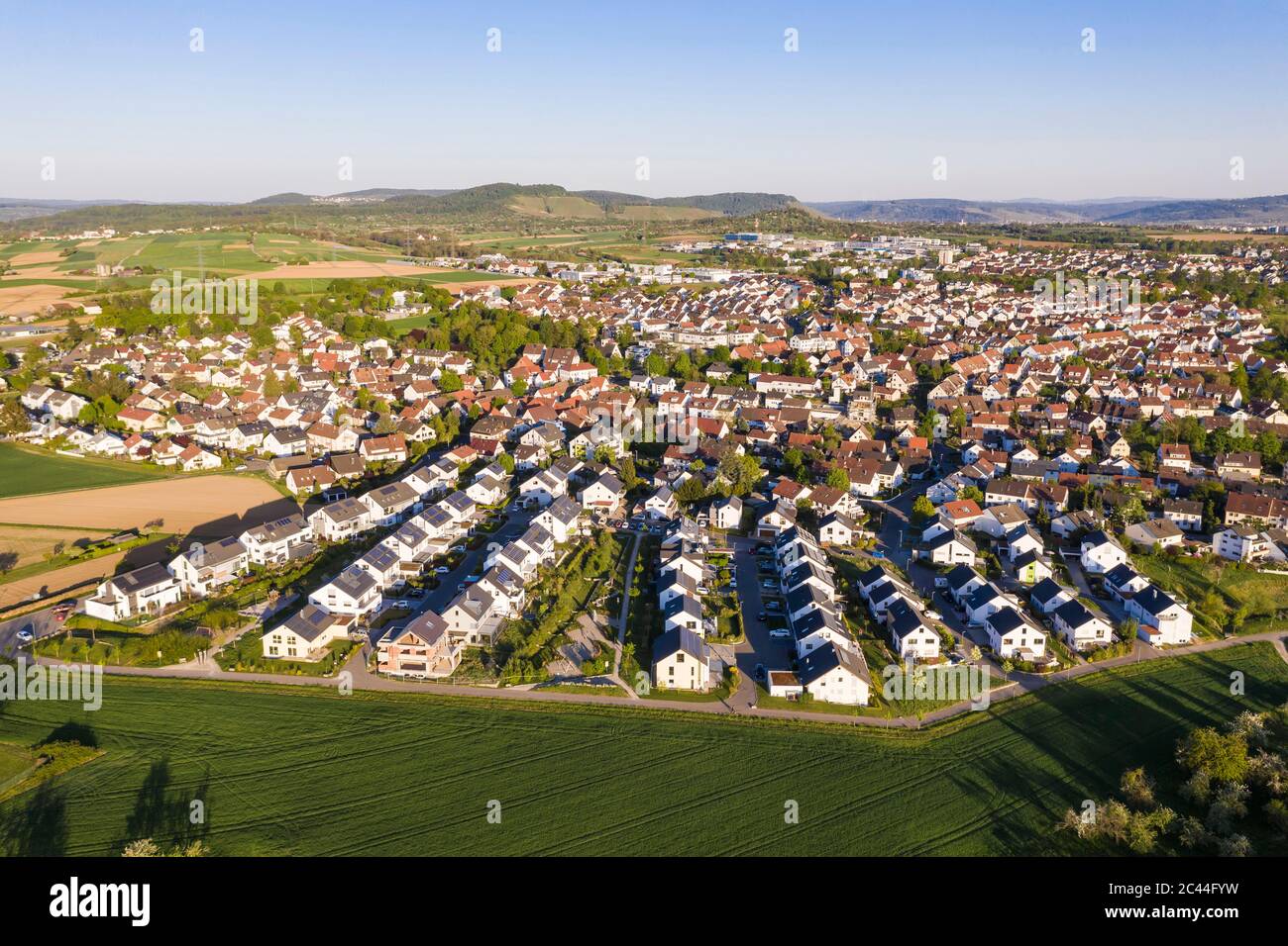 Germany, Baden-Wurttemberg, Waiblingen, Aerial view of modern suburb ...